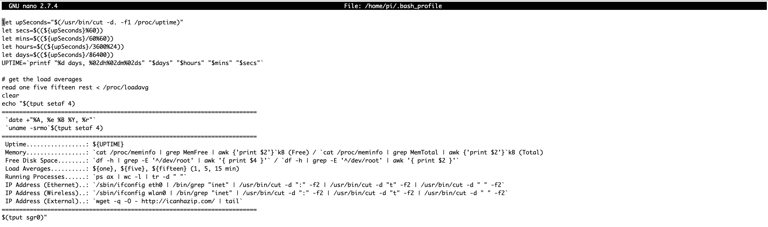 Raspberry Pi – MOTD – Input / Output